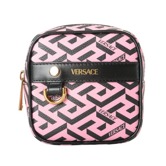 Versace | Bags | Versace Unisex La Greca Coated Canvas Leather Logo ...